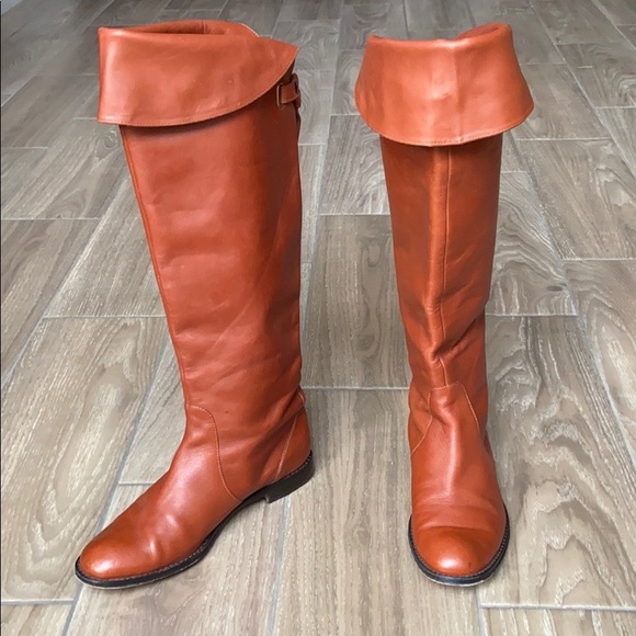 Coach | Shoes | Coach Terracotta Red Leather Over The Knee Boots | Poshmark